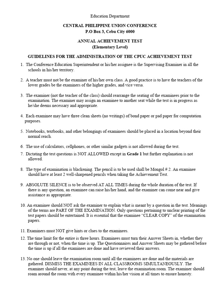 CPUC Annual Achievement Test Guidelines | PDF