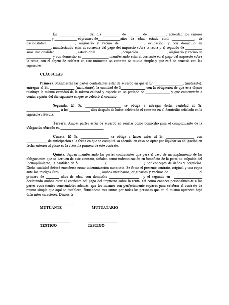 Contrato de Mutuo Simple | PDF | Daños y perjuicios | Derecho privado