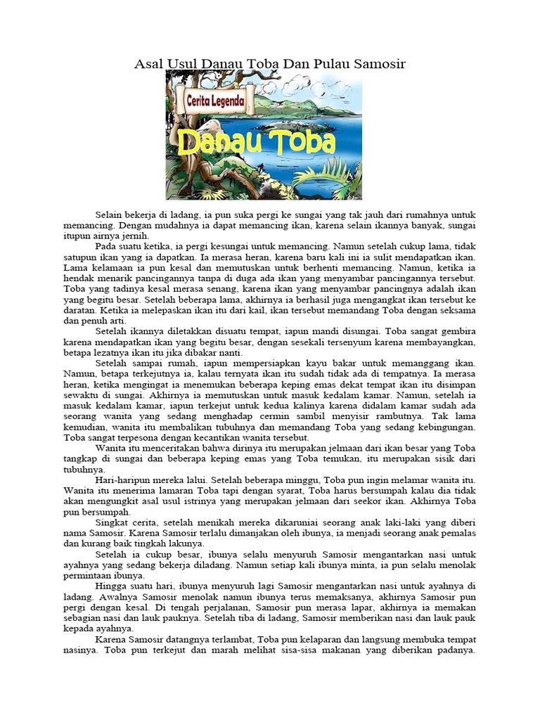 Asal Usul Danau Toba Dan Pulau Samosir | PDF