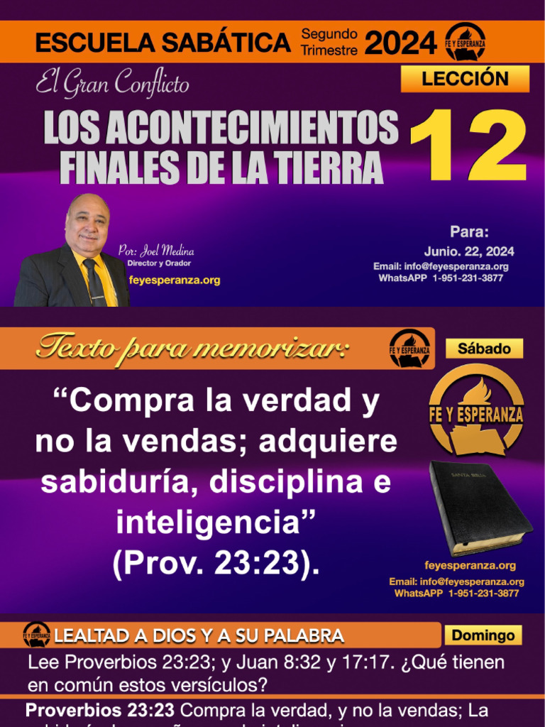 Lección 12, Los Acontecimientos Finales de La Tierra, Trim 2, El Gran ...