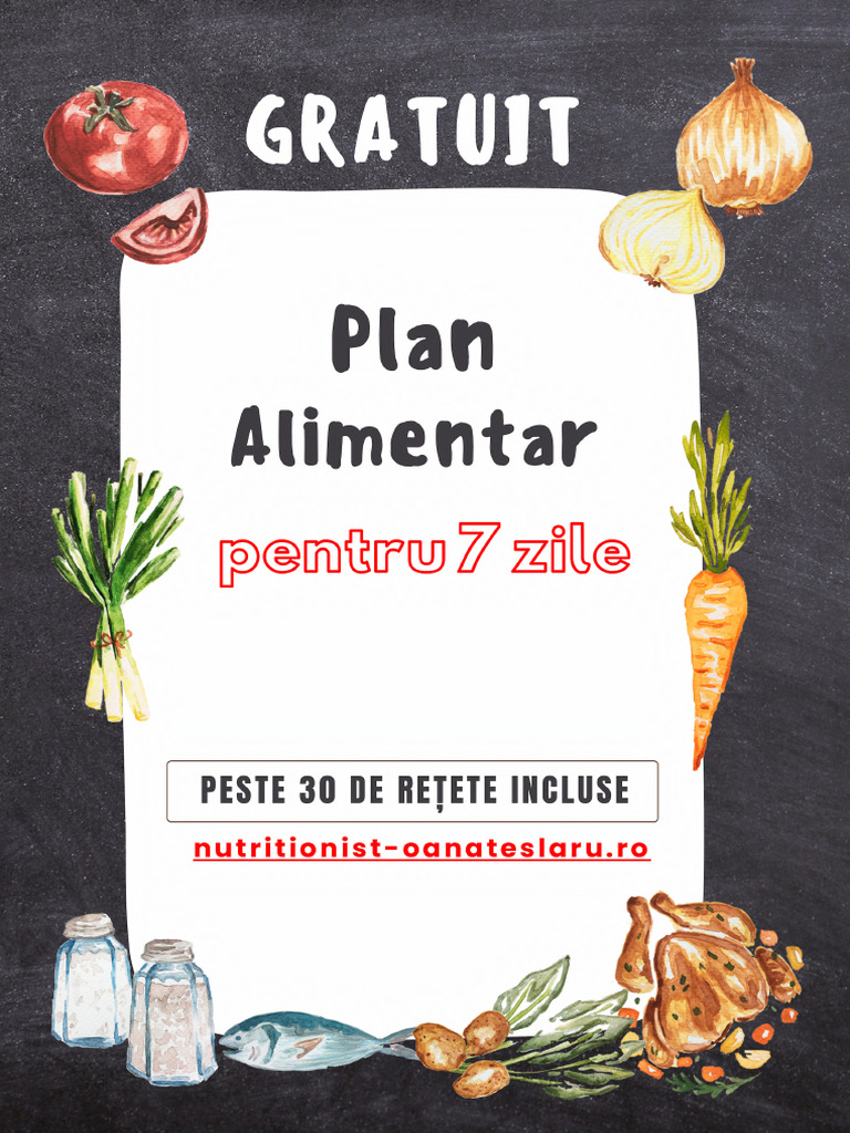 Plan Alimentar 7 Zile Medie de 1600 Kcal Zi - PDF OanaTeslaru 1 | PDF