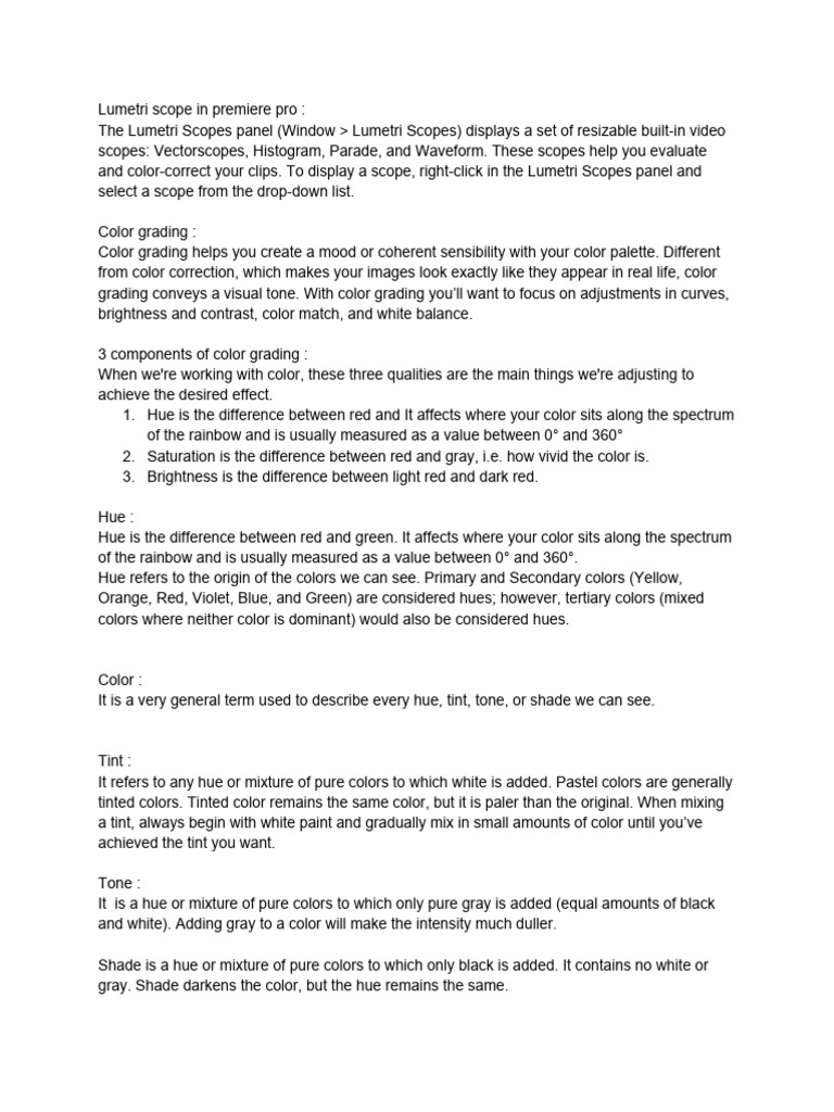 Untitled Document Color Grading | PDF | Rgb Color Model | Color