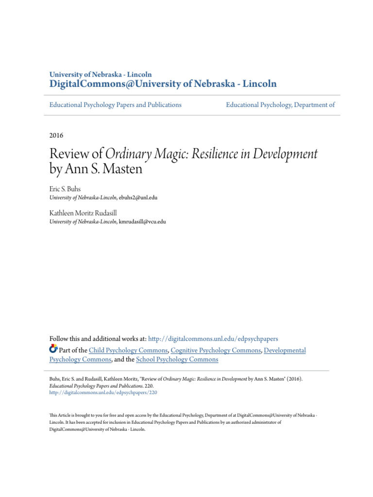 Review of The "Ordinary Magic: Resilience in Development" by Ann S ...