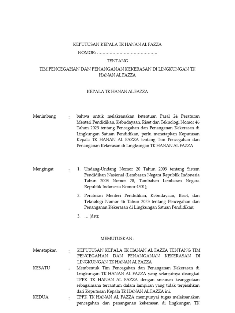 Lampiran 2_ Contoh SK Kepala Satuan Pendidikan Pembentukan TPPK (File ...