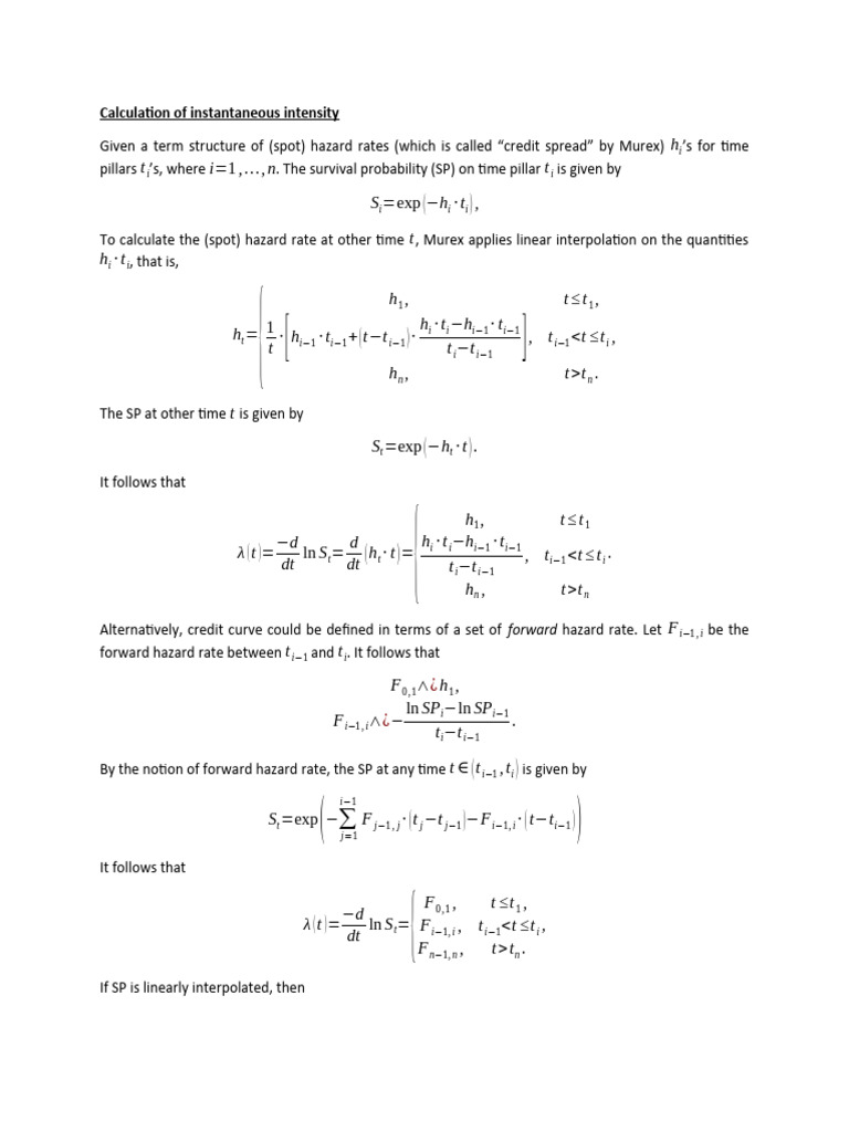 Calculation of instantaneous intensity for credit curve | PDF | Applied ...