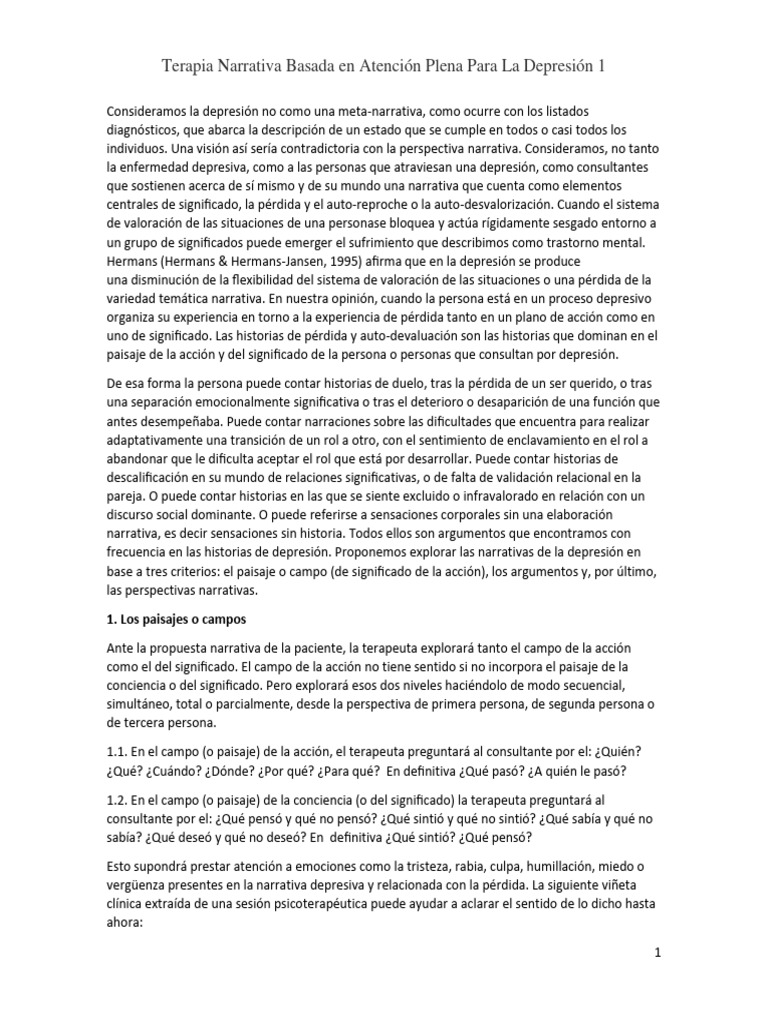 Terapia Narrativa y Depresión | PDF | Depresión (estado de ánimo) | Terapia