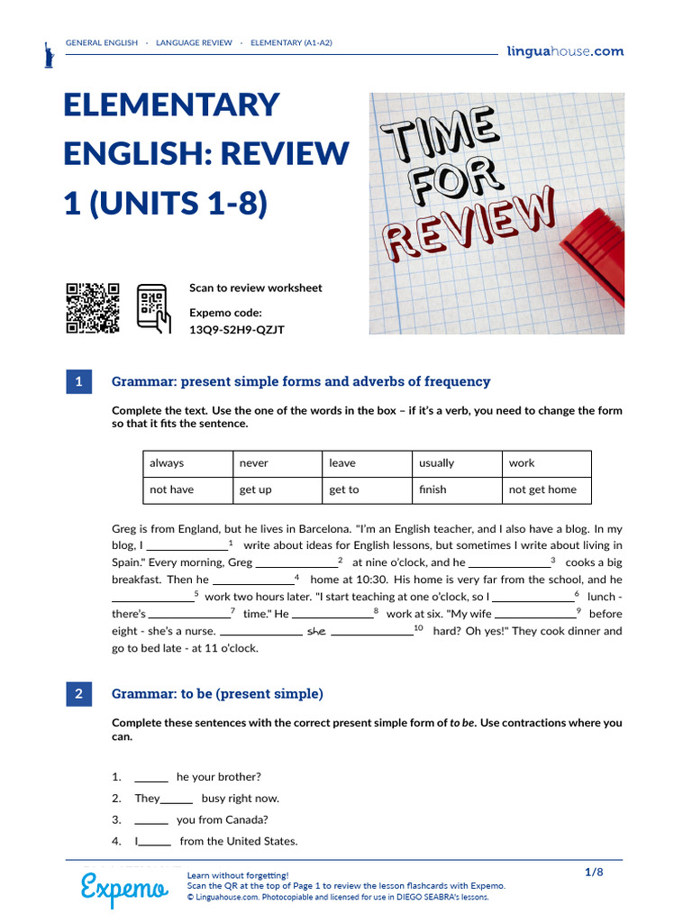 009-elementary-english-review-1-units-1-8-american-english-student | PDF | English Language ...
