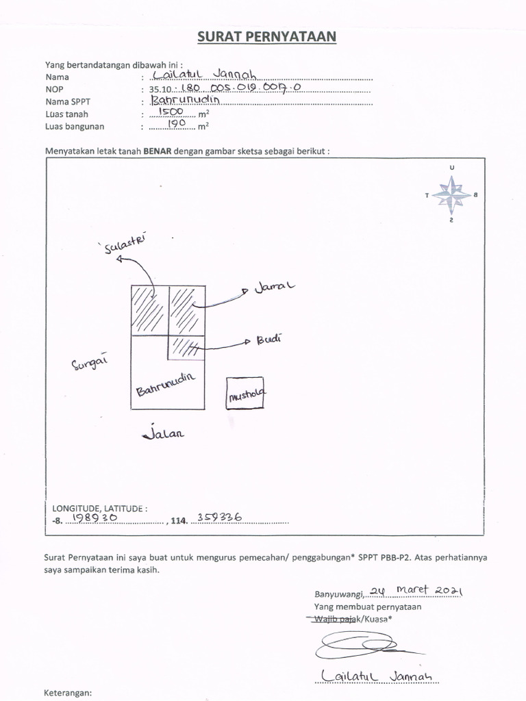 Contoh Pengisian Form Pernyataan Gambar | PDF
