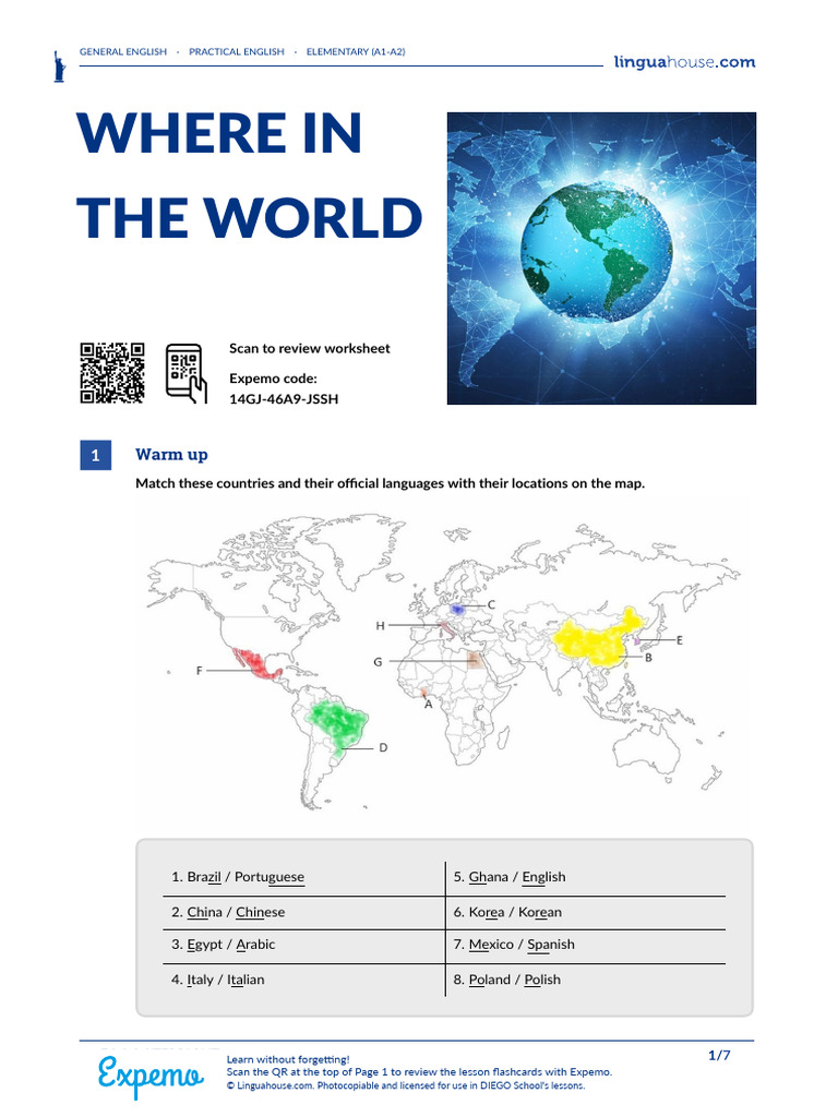 Countries and Languages: A1-A2 Guide | PDF | Adjective | Linguistics