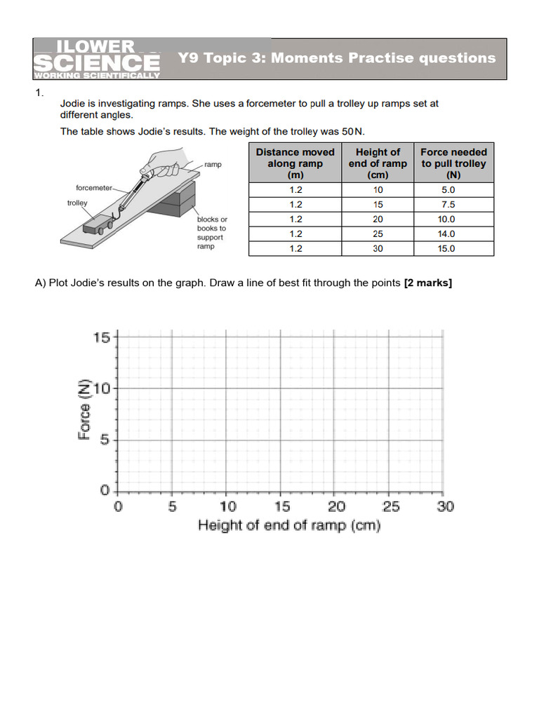 Year 9 Physics Topic 3 Practise Questions Moments | PDF | Force | Metrology