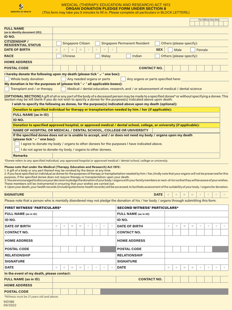 Mtera Organ Donation Pledge Form Under Section 8 El | PDF | Organ ...