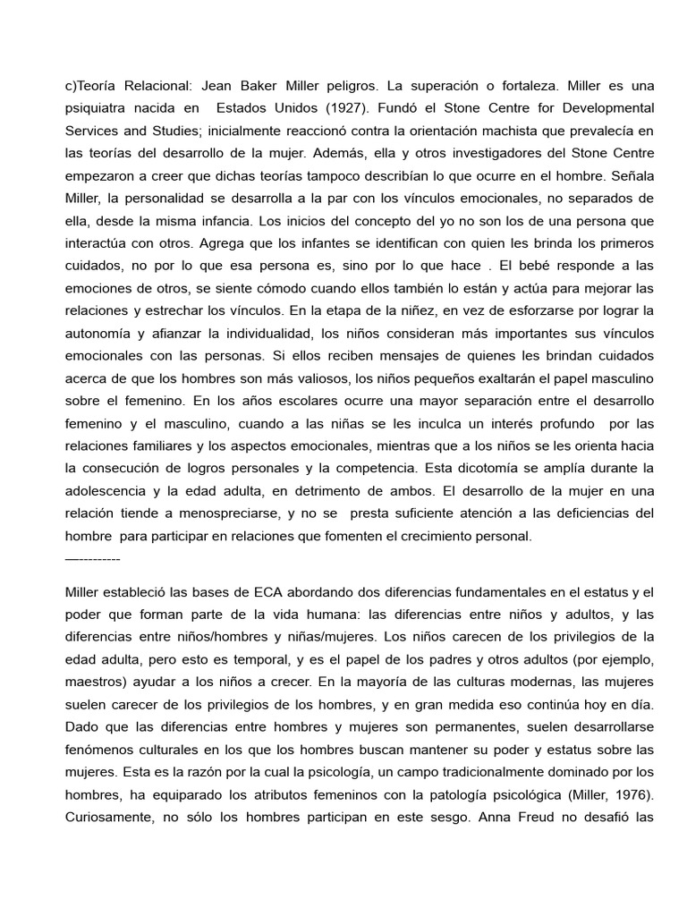 Teoría Relacional de Jean Baker Miller | PDF | Las emociones | Empatía