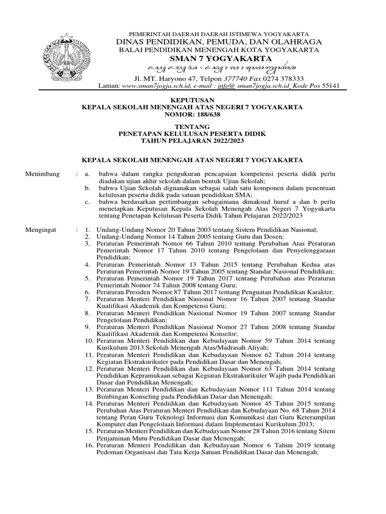 SK-KELULUSAN-TAHUN-PELAJARAN-2022-2023 | PDF