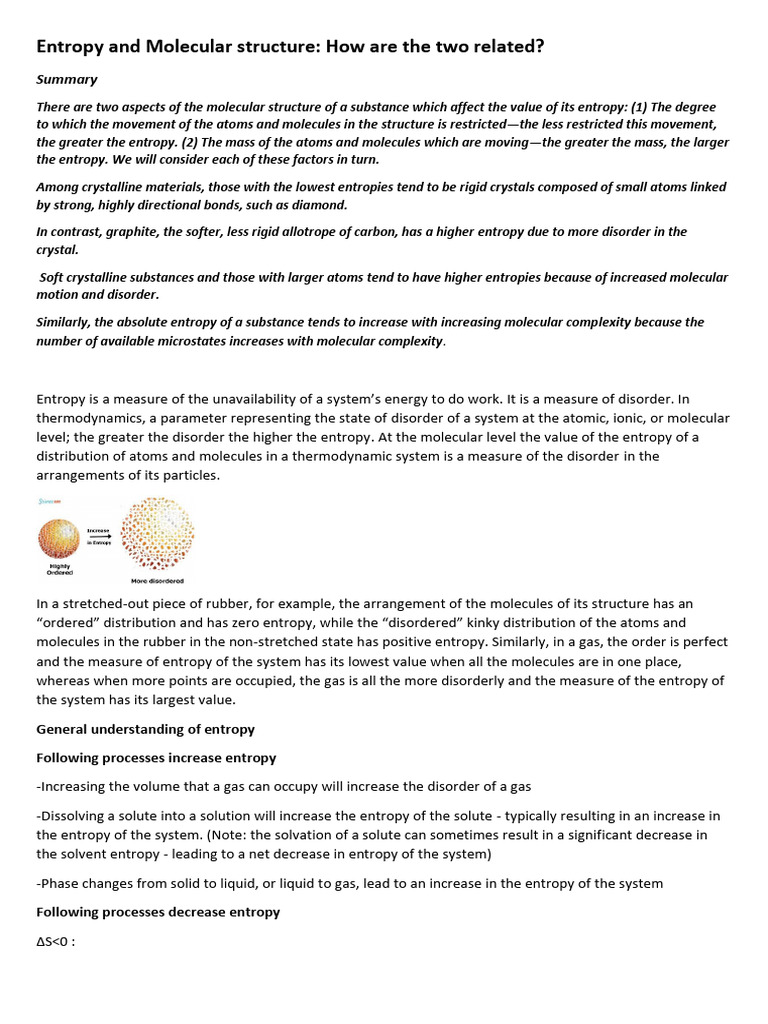 Entropy & Molecular Structure Explained | PDF | Molecules | Entropy