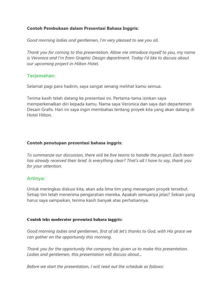 Contoh Pembukaan Dalam Presentasi Bahasa Inggris | PDF | Bisnis | Ilmu Sosial