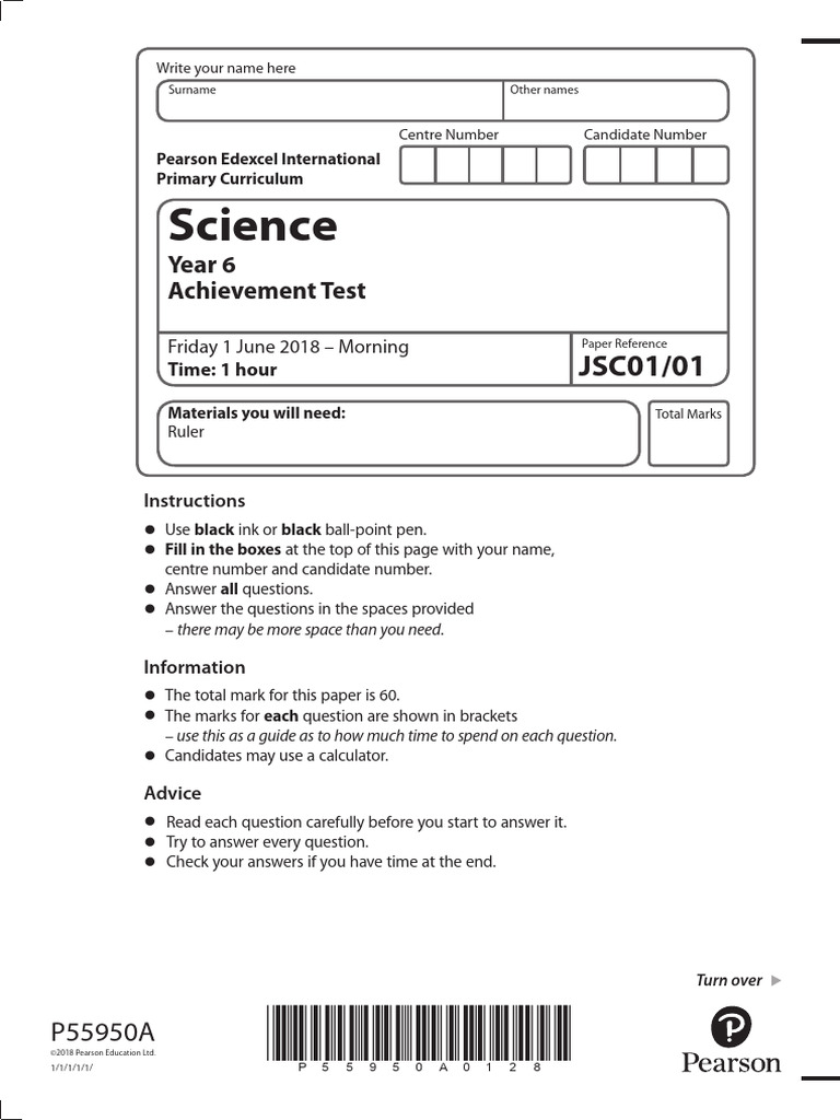 Science Past Paper (2018) (Year 6) (June) | PDF | Ice | Wire