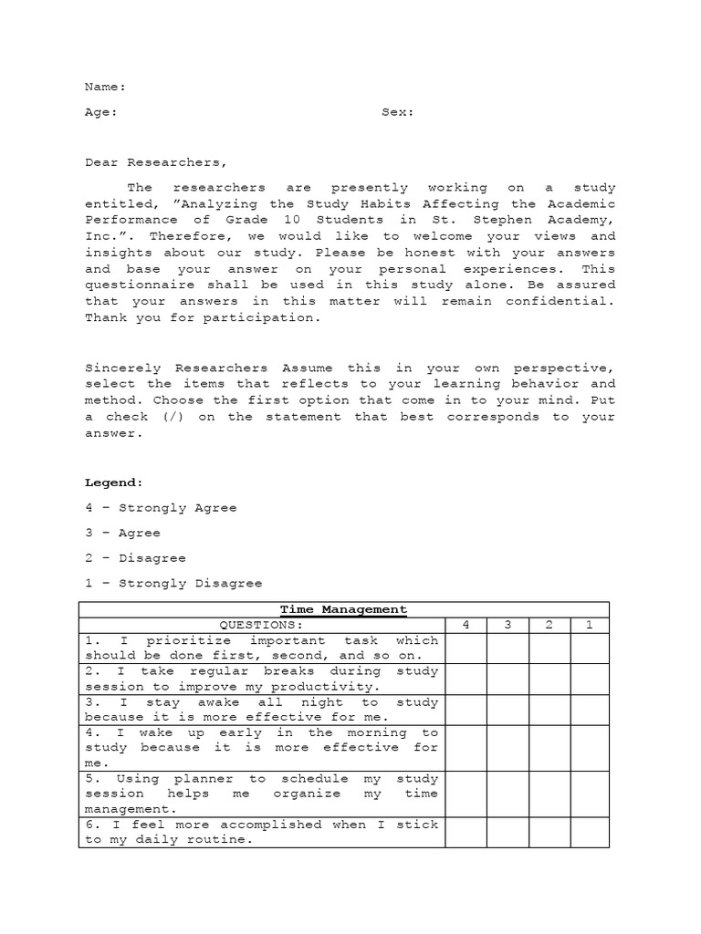 questionnaire-tlaga | Download Free PDF | Memory | Psychology