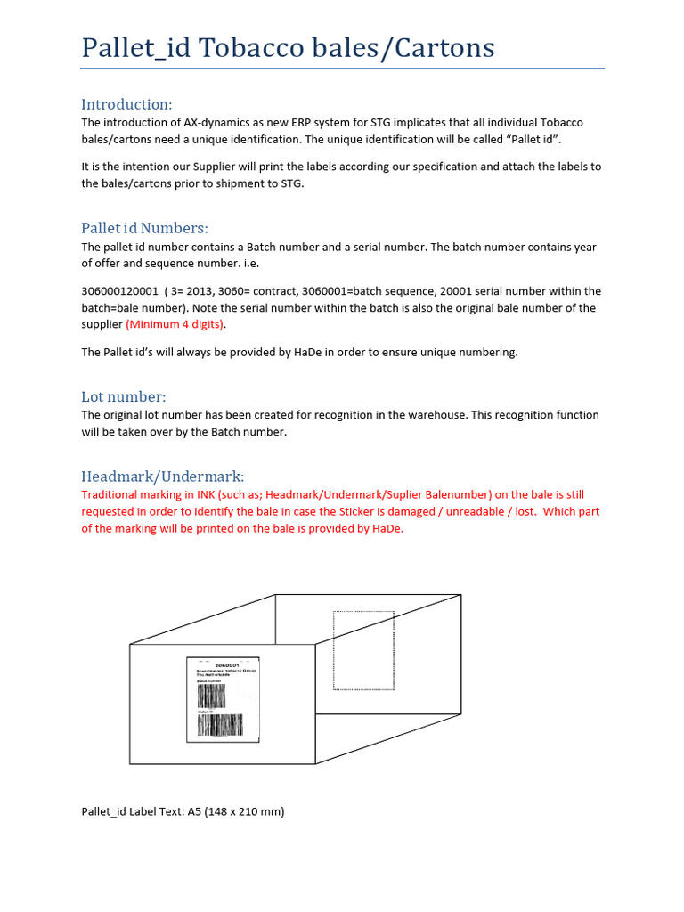 Pallet ID Label Information | PDF | Input/Output | Encodings