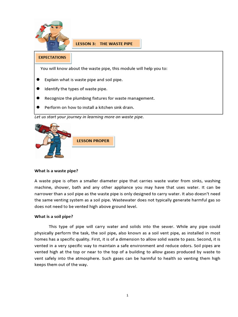 Lesson 3 | PDF | Plumbing | Pipe (Fluid Conveyance)