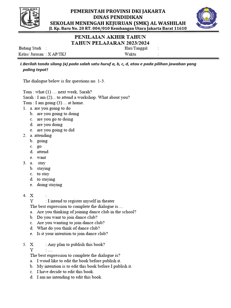 SOAL PAT B.ING (1) 2024 | PDF | Song Structure | Bali