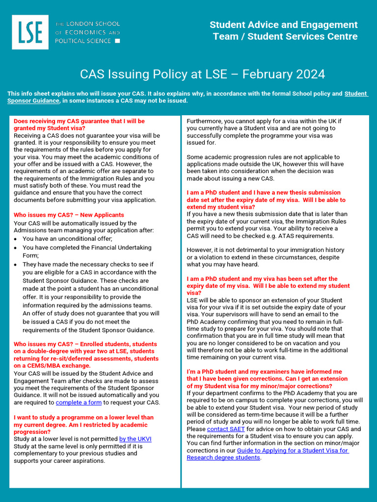 CAS-issuing-policy | Download Free PDF | Travel Visa | Doctor Of Philosophy