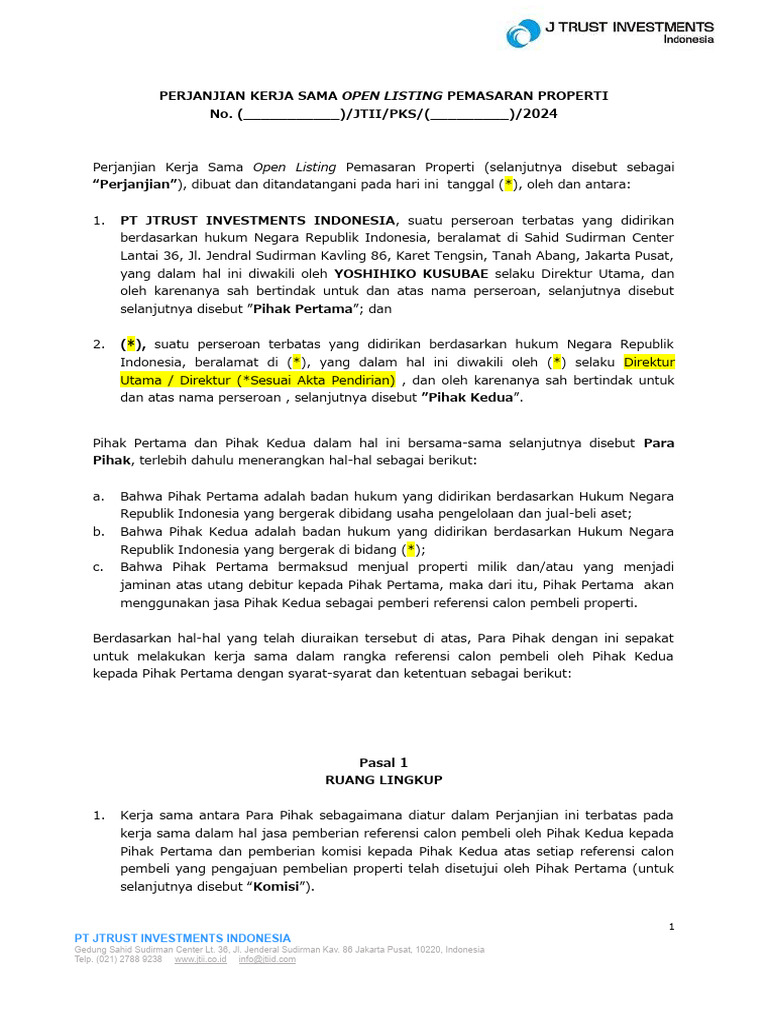 3. 【ID】 JTII - Template PKS Pemasaran Properti 2024 - Perusahaan.CL ...