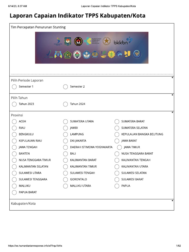 Laporan Capaian Indikator TPPS Kabupaten Dan Kota | PDF