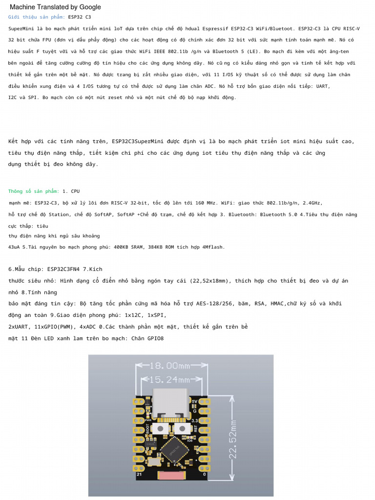 ESP32-C3 SuperMini Datasheet | PDF