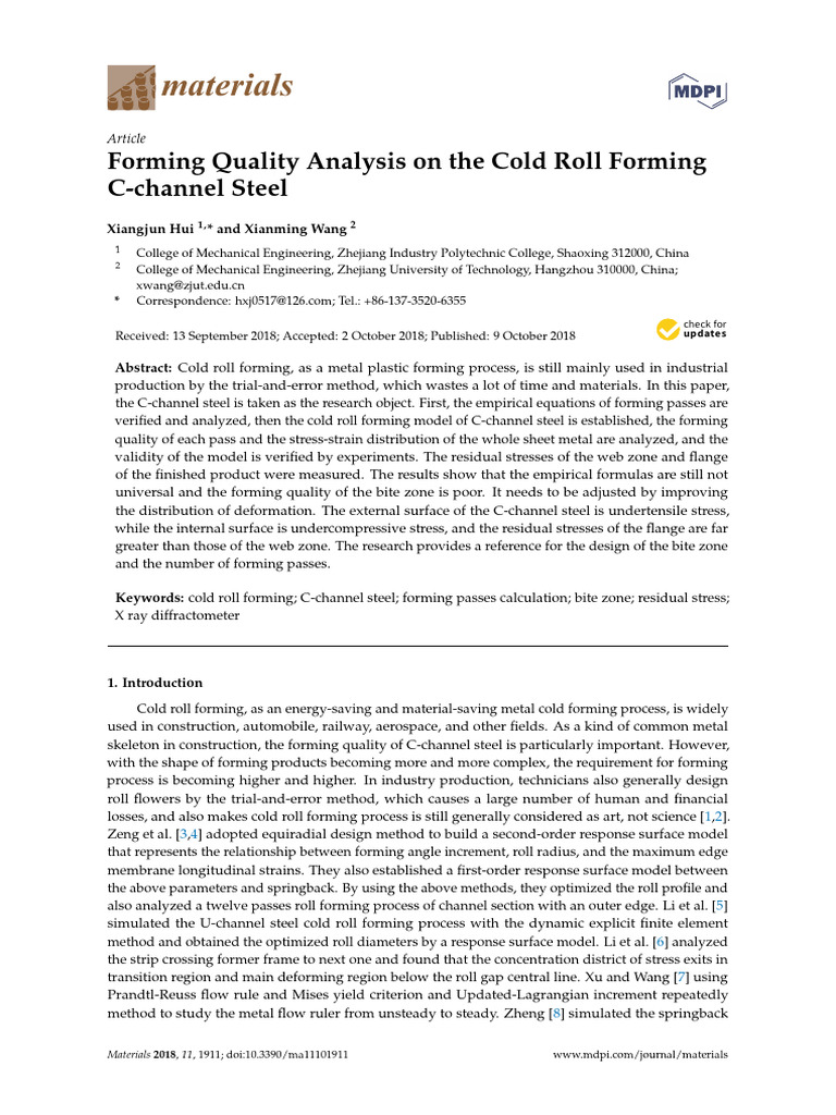 Forming Quality Analysis On The Cold Roll Forming | PDF | Deformation ...