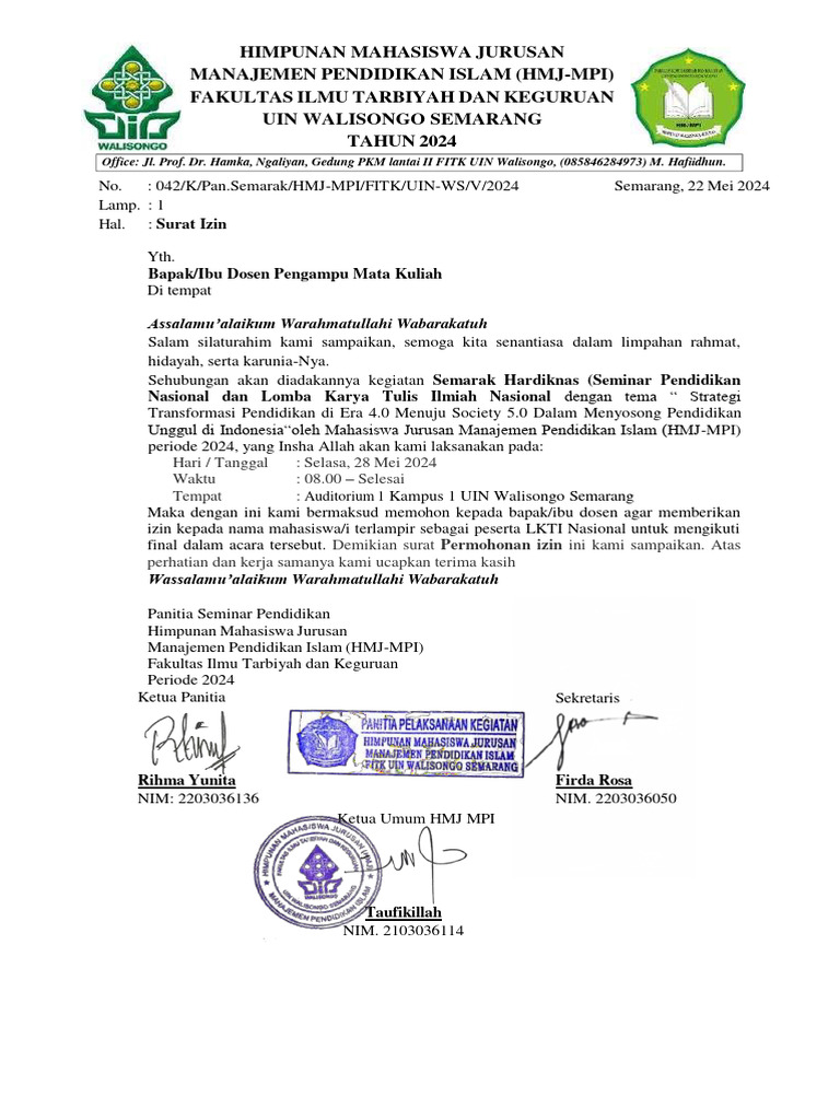 Seminar Pendidikan Nasional 2024 UIN Walisongo | PDF | Karier ...
