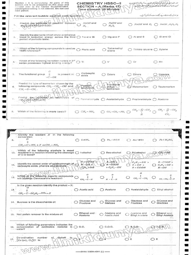 Past Paper 2022 Federal Board Inter Part II Chemistry Group II ... Past Paper 2022 Federal Board Inter Part II Chemistry Group II ...