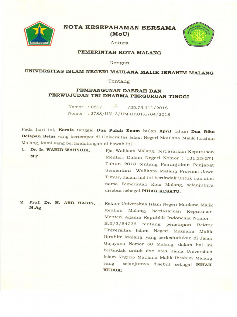 18 18 MoU Pemkot Malang | PDF