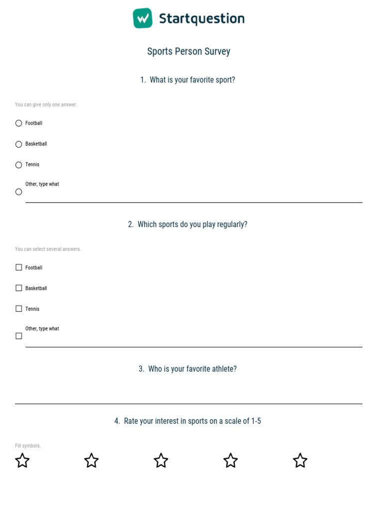 Questionnaire Sports Person Survey 1256550 1719023196 | Download Free ...