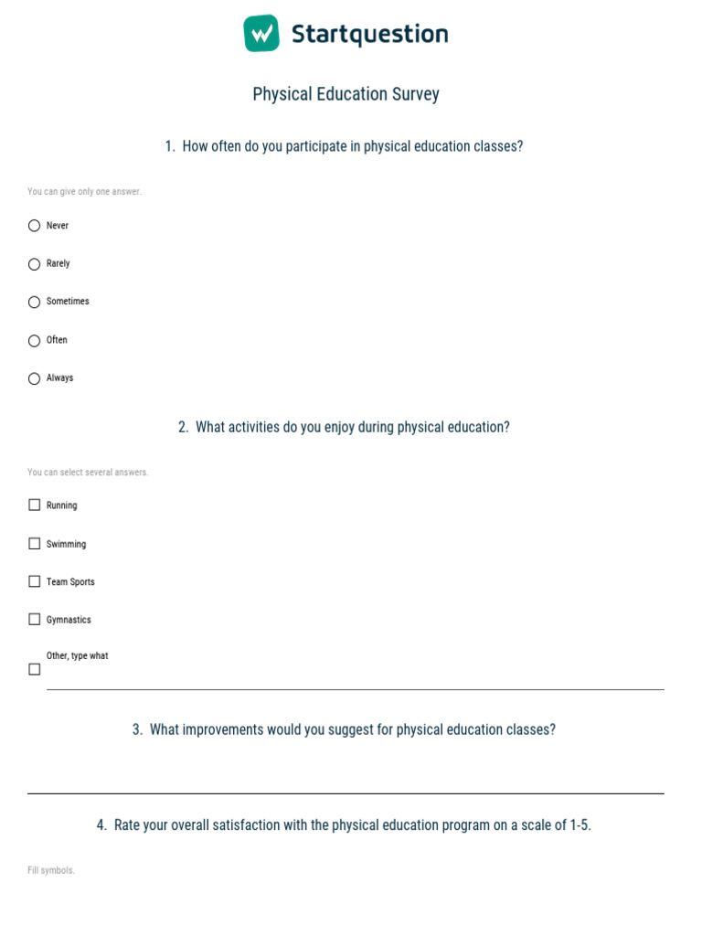 Questionnaire - Physical-Education-Survey-1256571-1719025525 | PDF ...