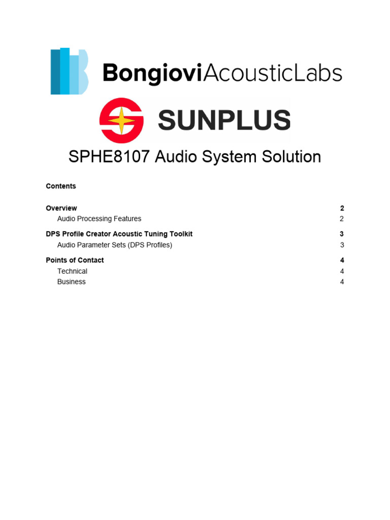 Sunplus SPHE8107 Onesheet | PDF | Equalization (Audio) | Sound Recording And Reproduction