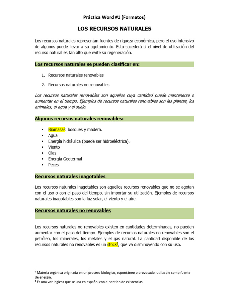 Clasificación de Recursos Naturales | PDF | Energía renovable | Naturaleza
