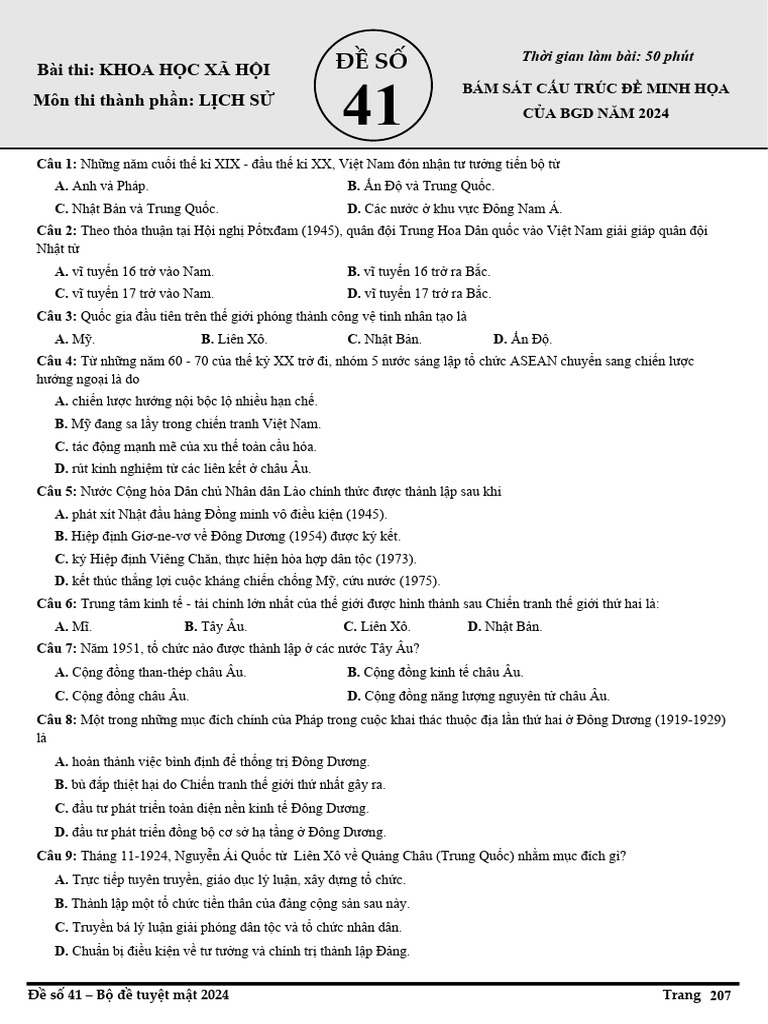 de So 41 Mon Lich Su | PDF