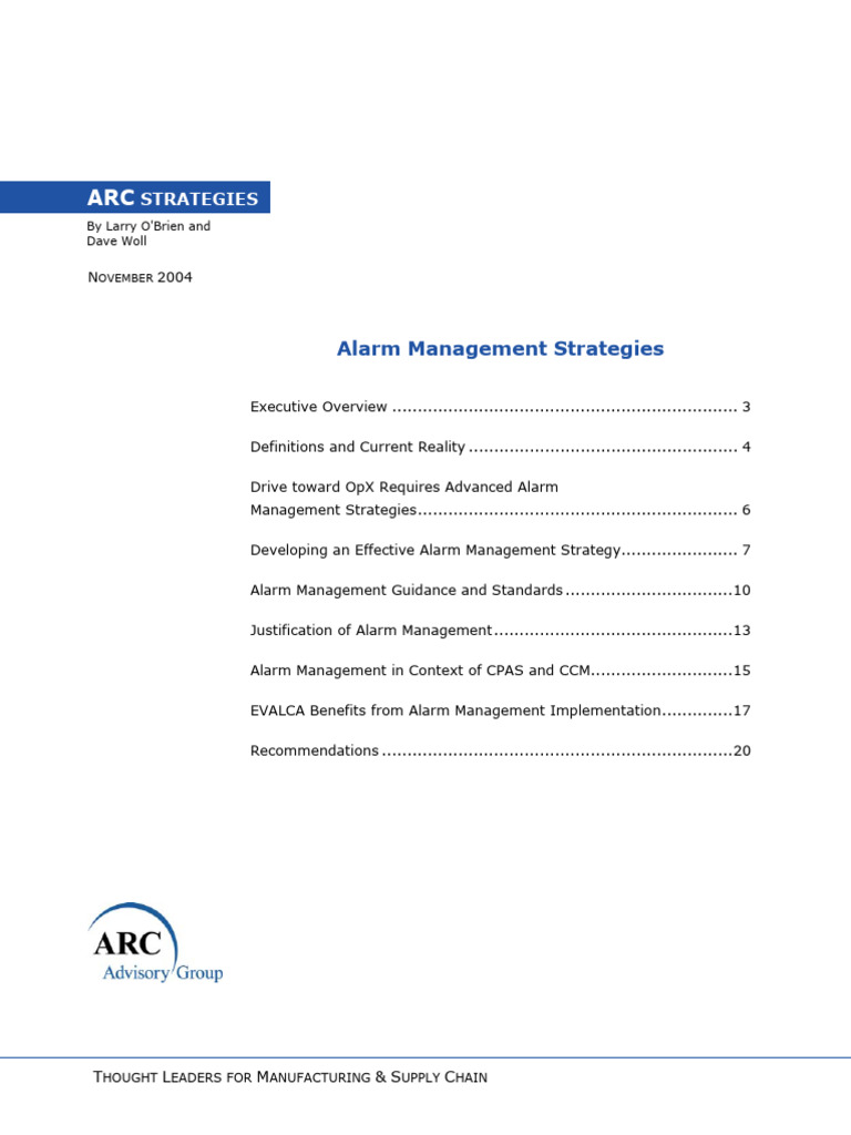 Alarm Management Strategies Overview | PDF | Business