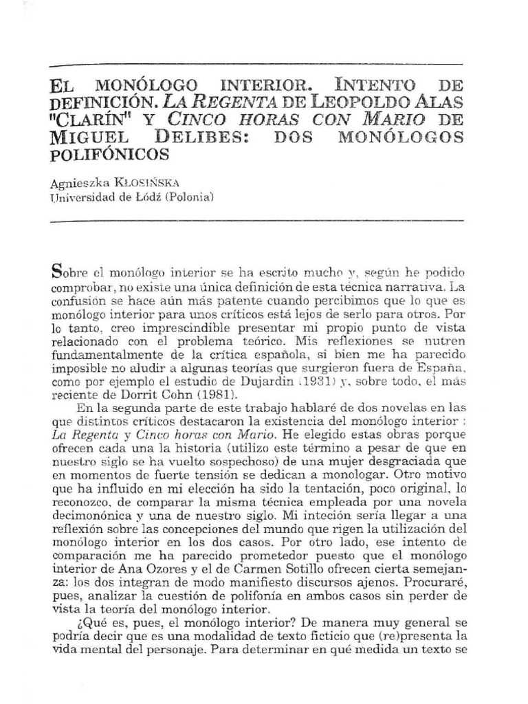 El Monólogo Interior Intento de Def | PDF