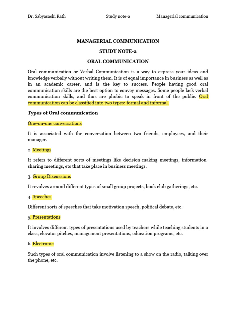 Oral Commn Study Note-2 | PDF | Communication | Nonverbal Communication