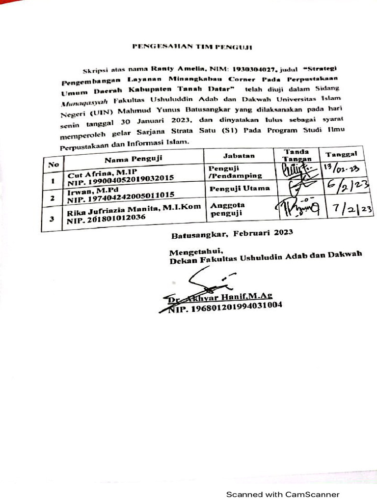 Lembar Pengesahan Penguji | PDF