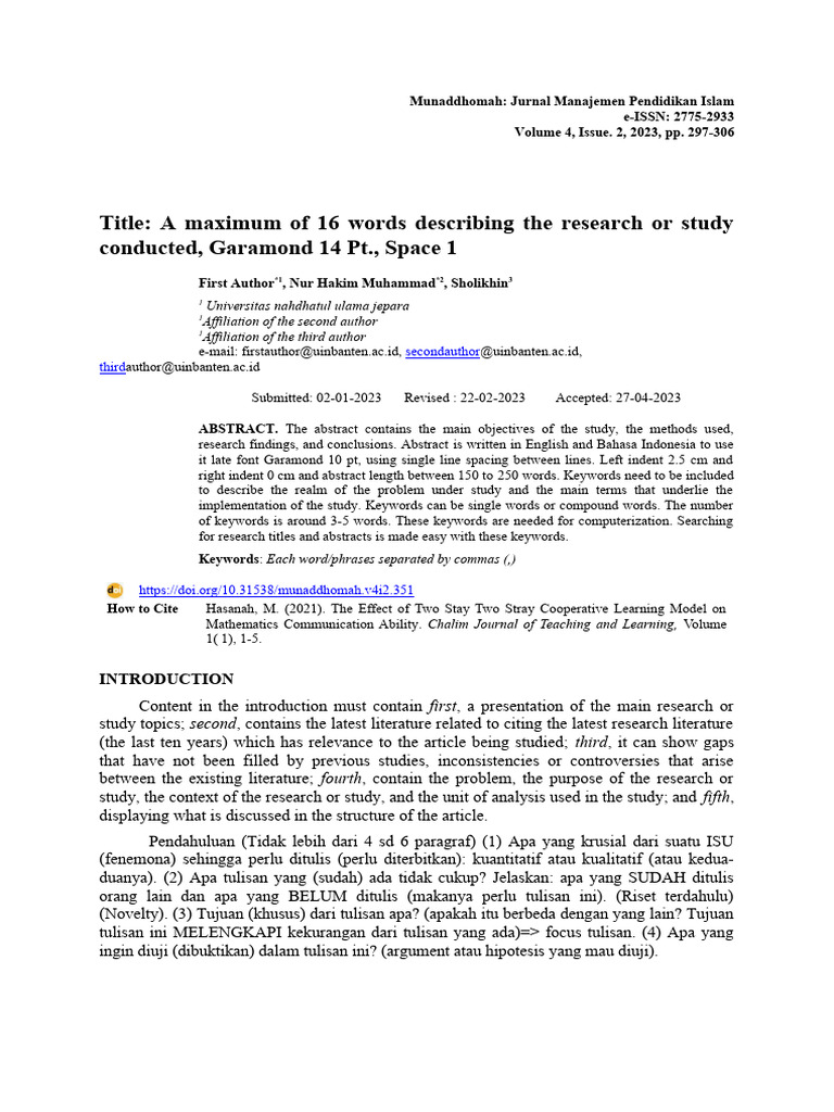 Template Munaddhomah 2023 | Download Free PDF | Data Analysis | Science