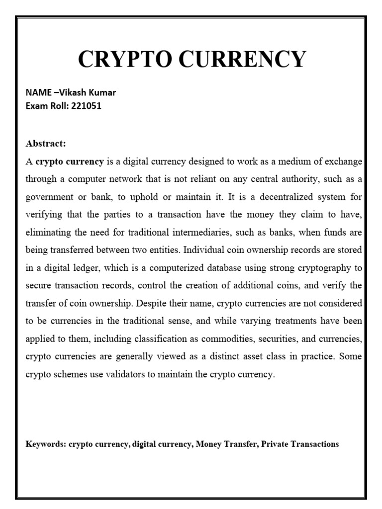 Vikash Crypto Currency | PDF | Cryptocurrency | Currency