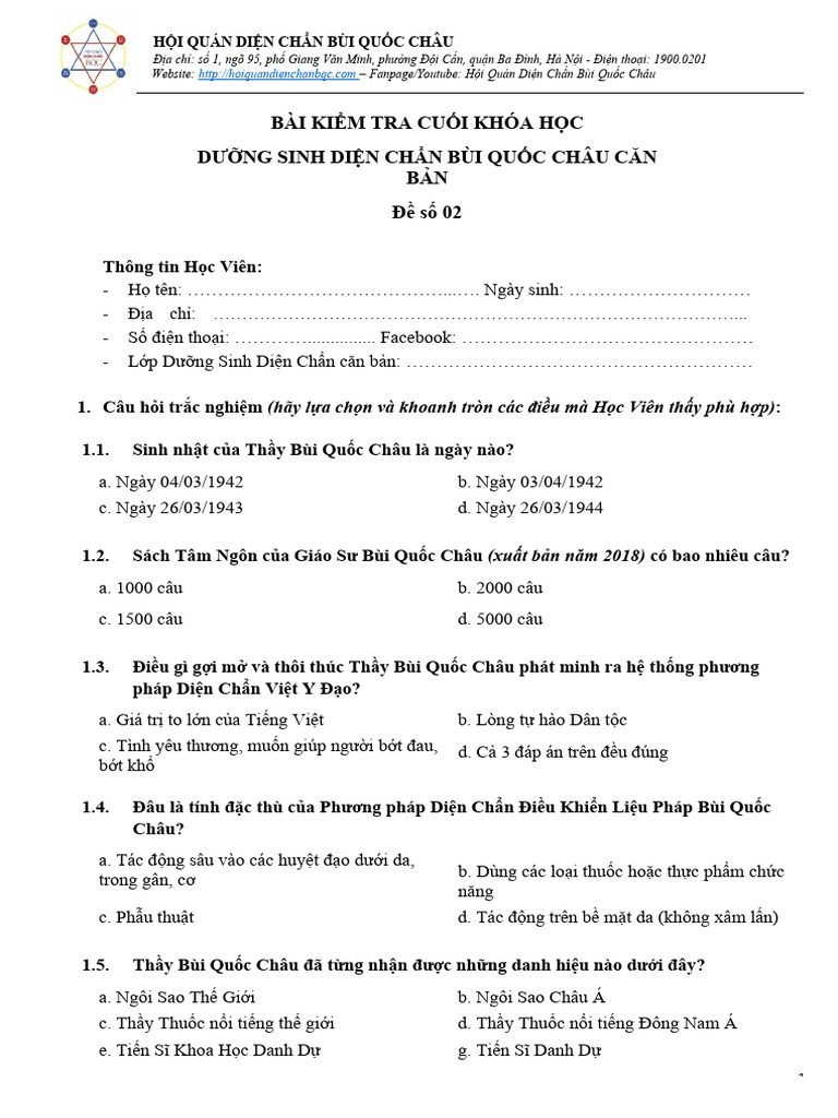 Đề Số 02 - Bài Thu Hoạch Cuối Khóa DSDC Toàn Diện | PDF