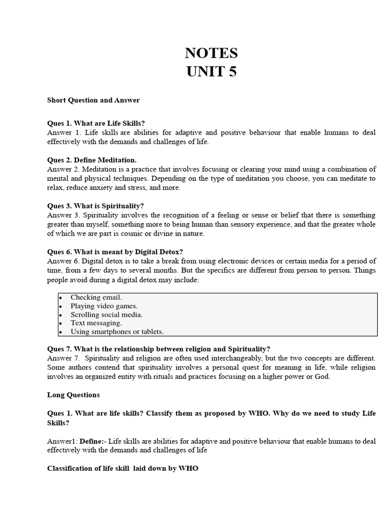 Unit 5 Notes | Download Free PDF | Meditation | Spirituality Unit 5 Notes | Download Free PDF | Meditation | Spirituality
