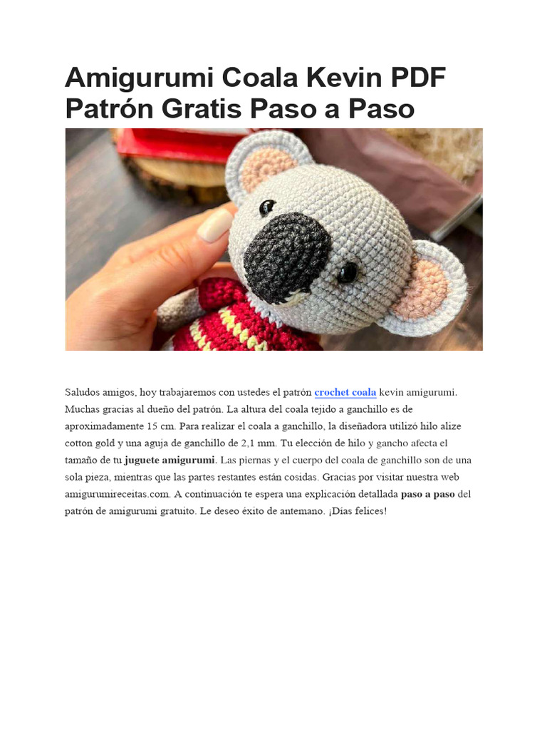 Coala Kevin | PDF | Tejer | Amigurumi