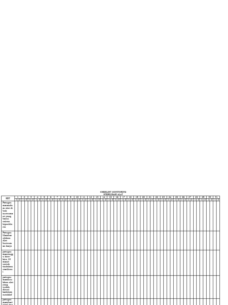 Checklist Sterilisasi Alat Medis | PDF