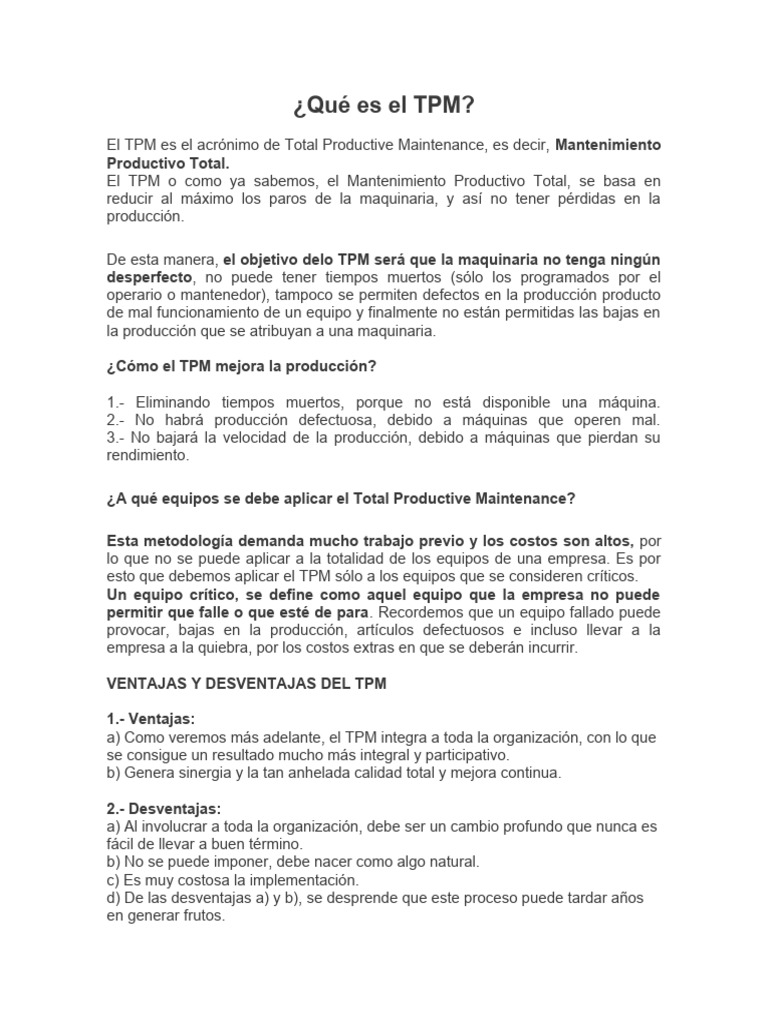 Guía de TPM para Equipos Críticos | PDF | Negocios | Informática
