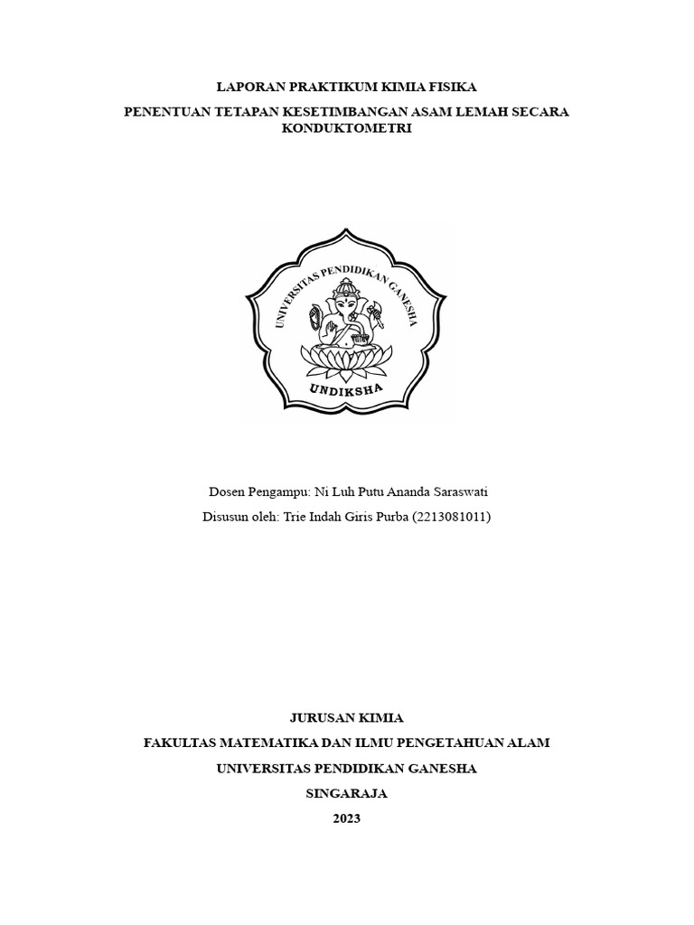 Laporan Praktikum Kimia Fisika Tetapan Kesetimbangan | PDF