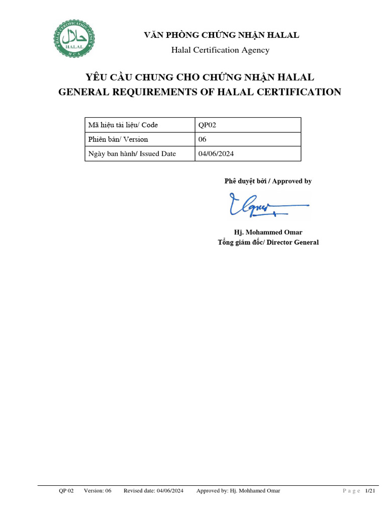QP02 General Requirements For Halal Certification (Ver.06-04.06.24) | PDF